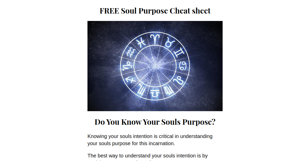 FREE Soul Purpose Cheat sheet