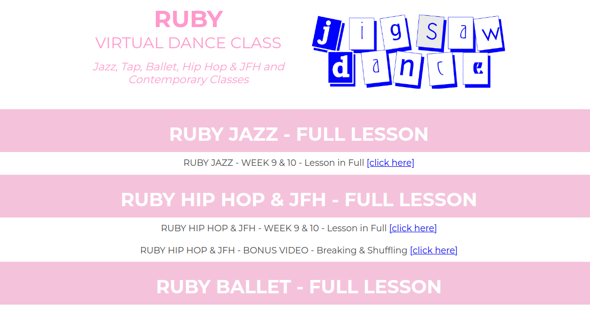 Ruby Virtual Dance Class