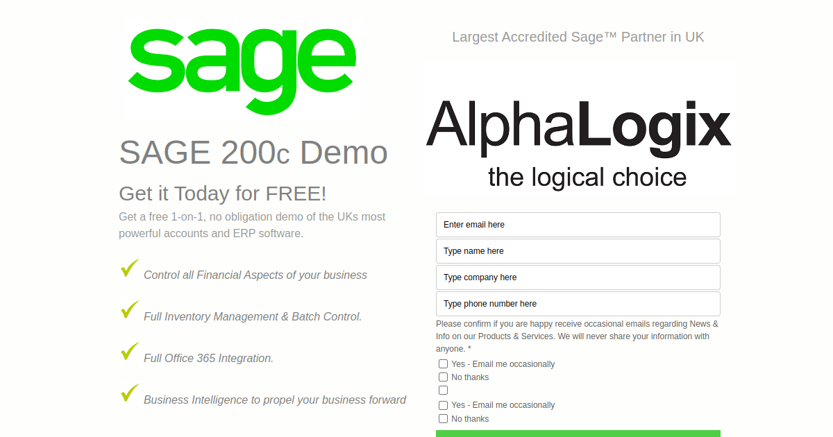 Sage 200 Free Demo Landing Page 2 - Sage Accounting Software CRM ...