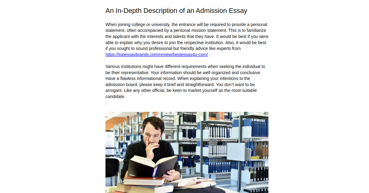 An In-Depth Description of an Admission Essay