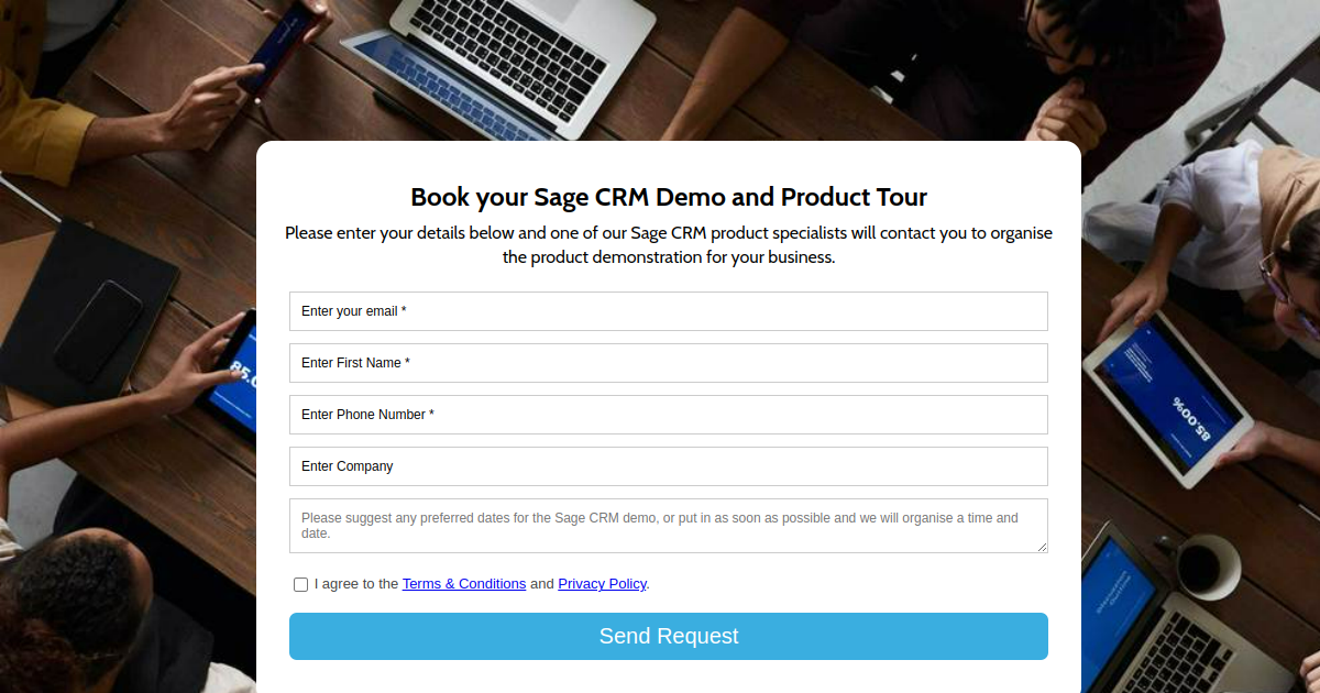 Sage CRM Demo Signup