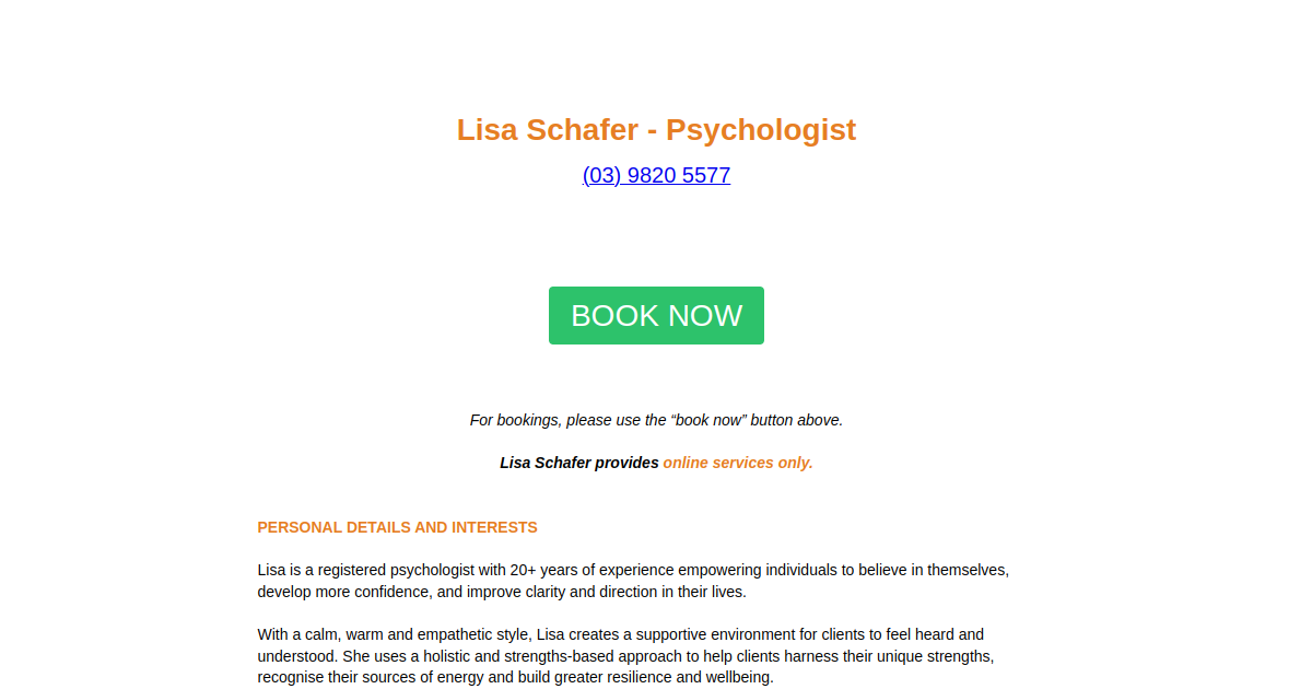 Lisa_Psychologist - | Psychology and Counselling