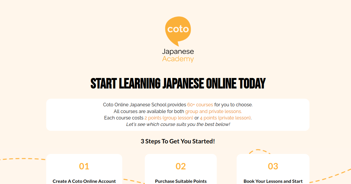 Coto Online Landing Page - Coto Academy - École de japonais
