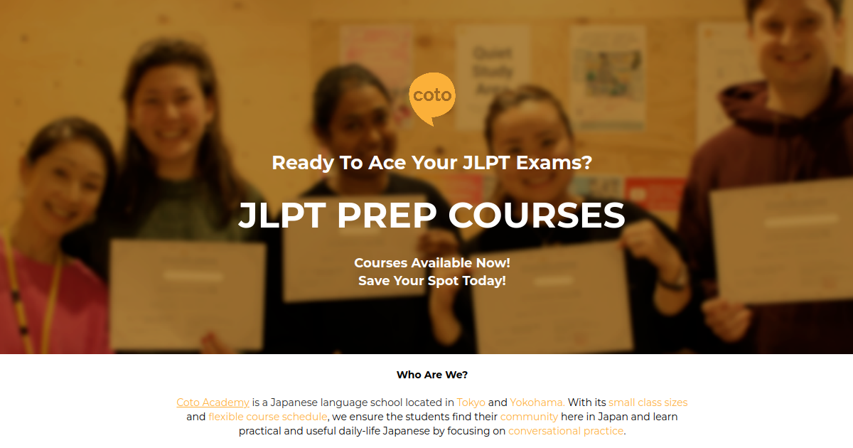 Jlpt Prep Course Information Coto Academy