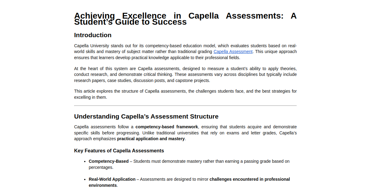 Capella Assessment