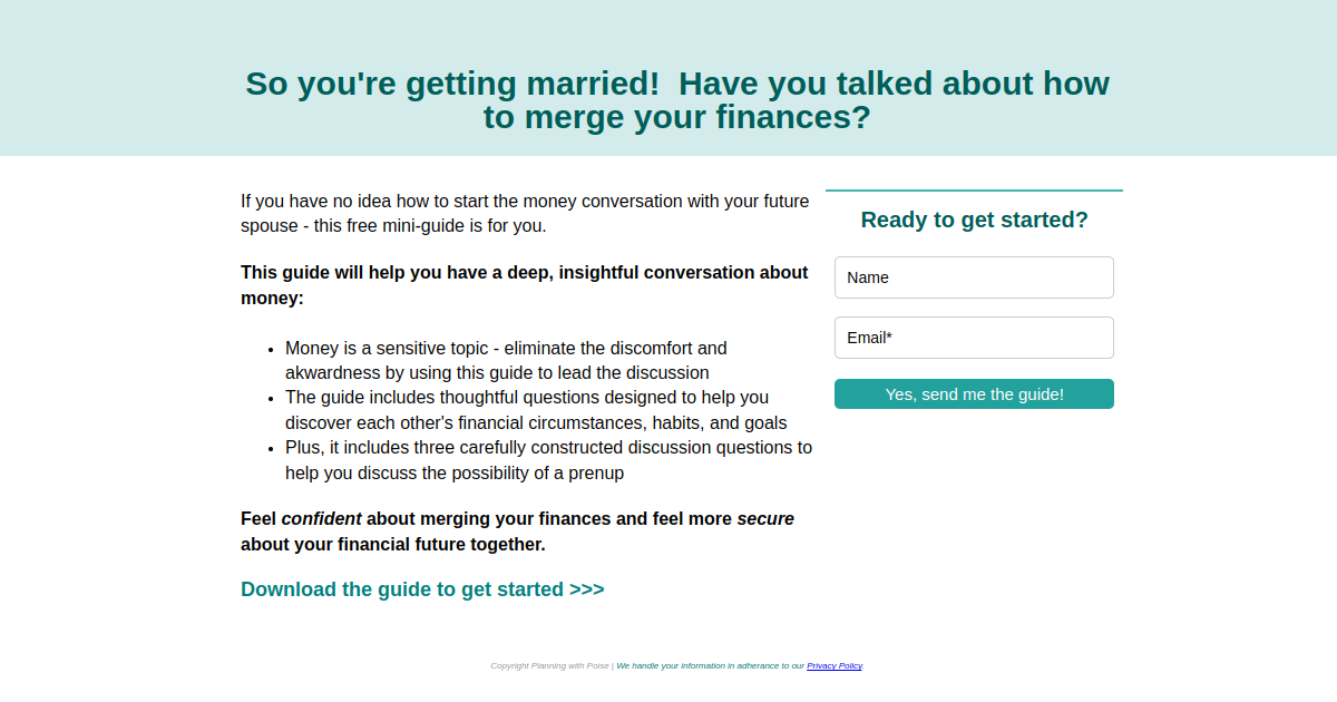 Discussion Guide: Merge Finances Before Getting Married — Planning with ...