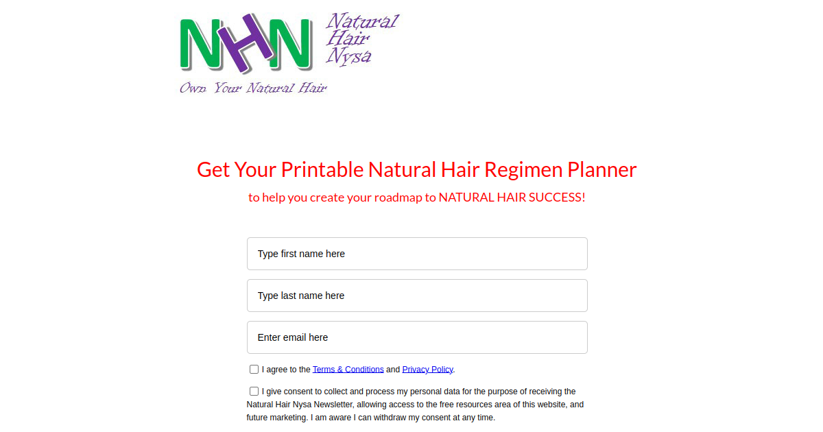 Printable Natural Hair Regimen Planner – Natural Hair Nysa