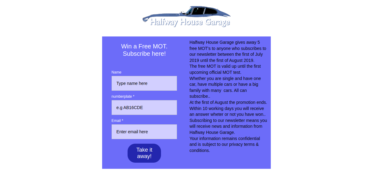 Win a Free MOT