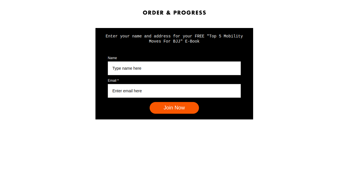 Email Sign Up - Order & Progress