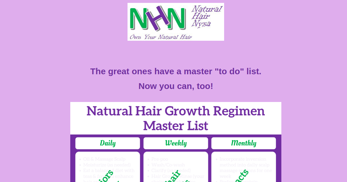 Natural Hair Growth Regimen Master List - Natural Hair Nysa
